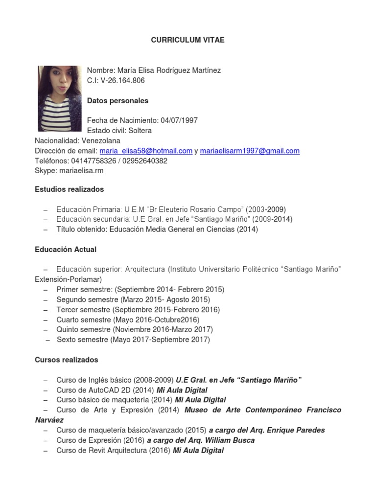 Curriculum Vitae (Maria Rodriguez) | PDF | Autodesk Revit | Educación ...
