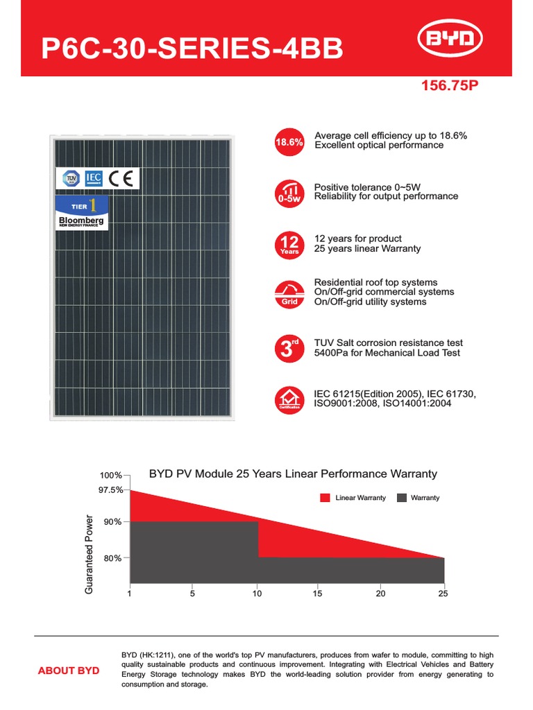 Byd 330W Specification | PDF | Off The Grid | Photovoltaics