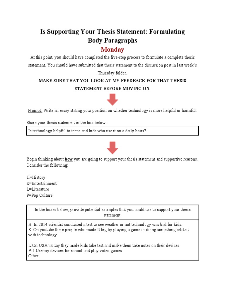 Thesis Stament and Body Paragraph | PDF | You Tube | Reason