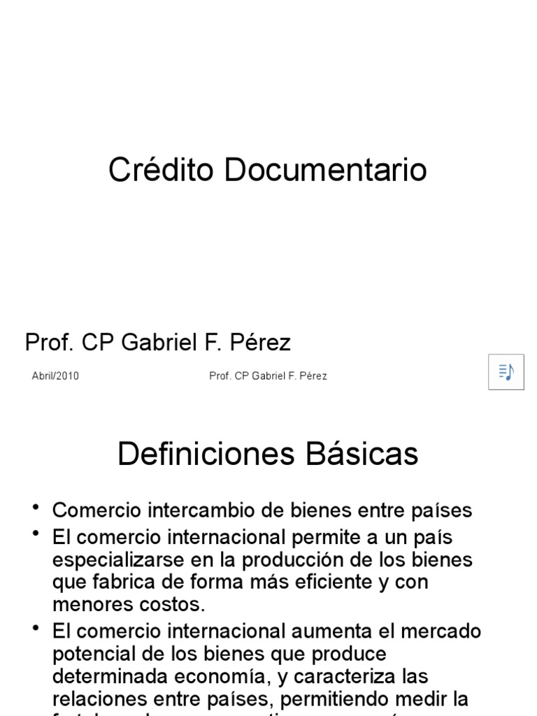 CREDITO DOCUMENTARIO Con Audio - Diapositivas | PDF | Carta de crédito ...