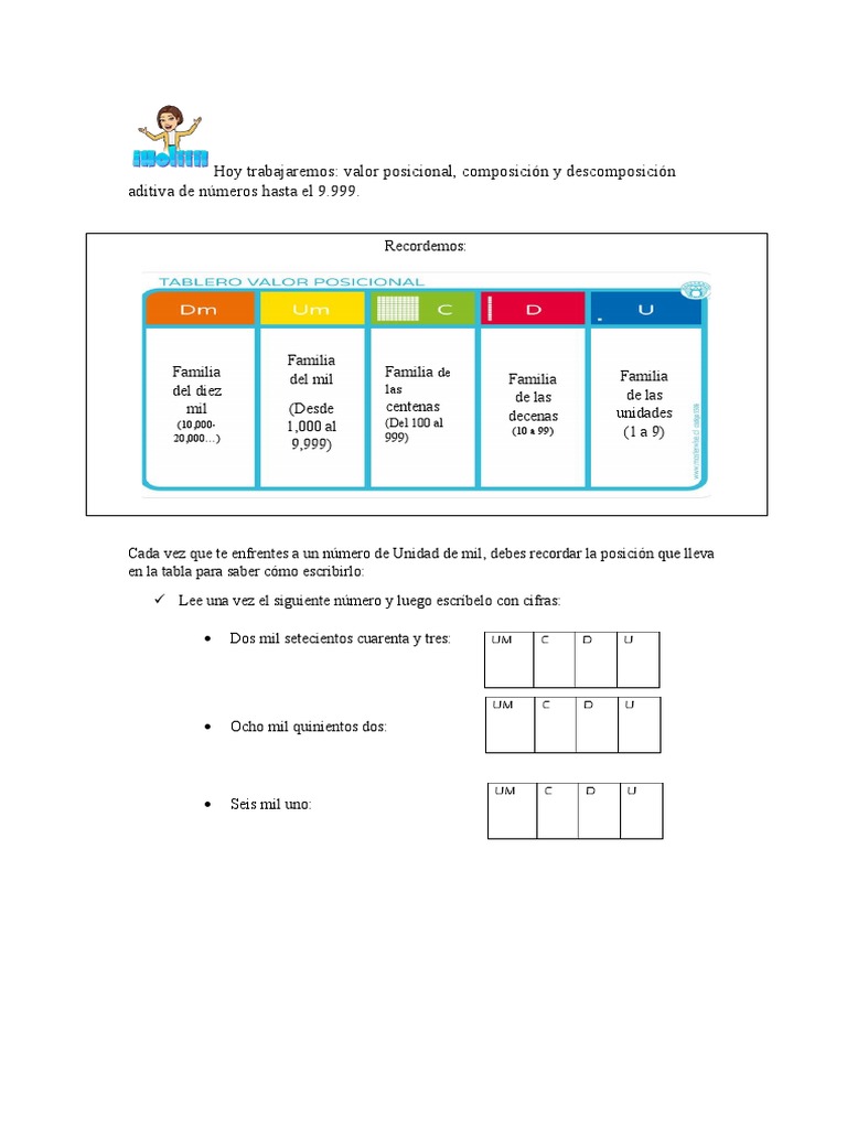 Guía Valor Posicional, Composición y Descomposición | PDF