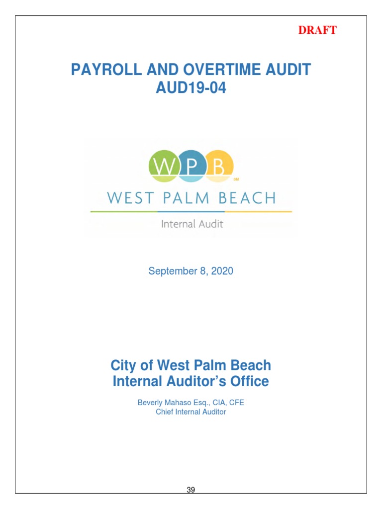 Payroll and Overtime Audit Draft Report AUD19-04 | PDF | Overtime | Salary