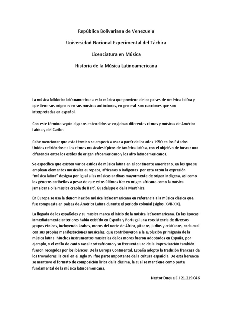 Ensayo Musica Latinoamericana | PDF