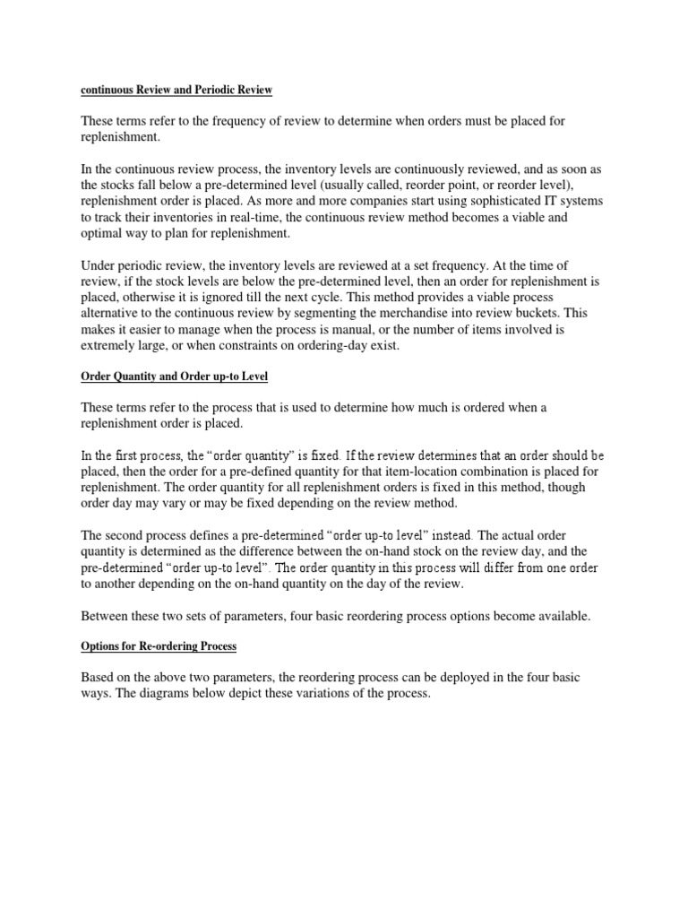 Continuous Review and Periodic Review | PDF | Inventory | Statistics