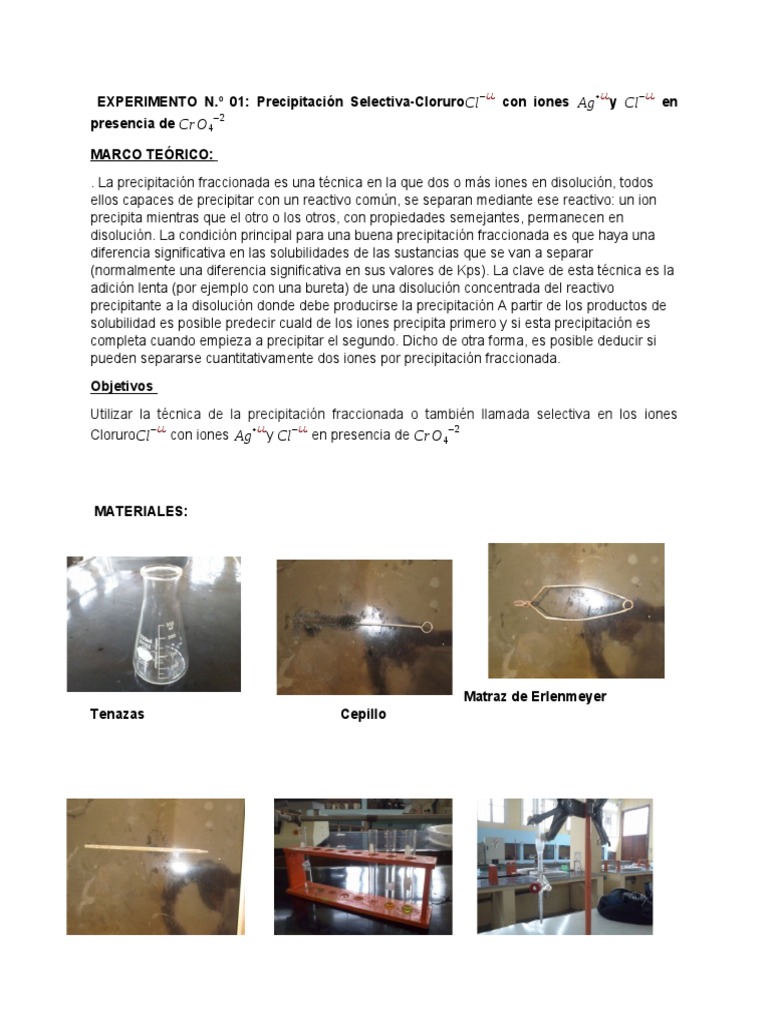 Precipitación Selectiva de Iones Ag y Cl | PDF | Precipitación (Química ...