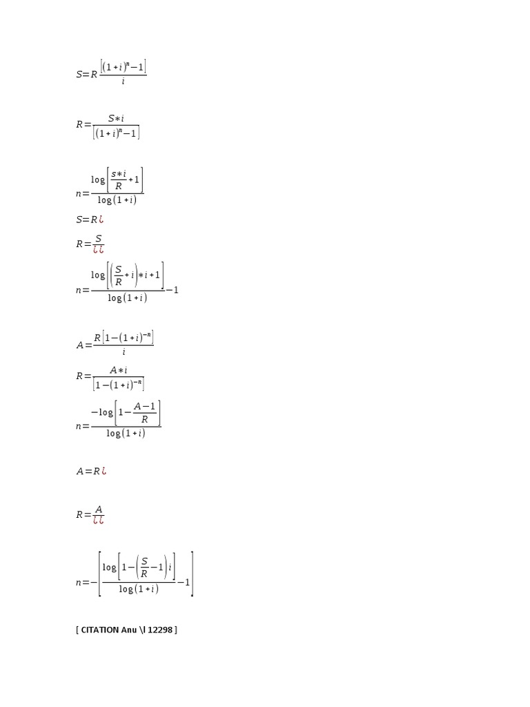Annuities Calculation Formulas | PDF