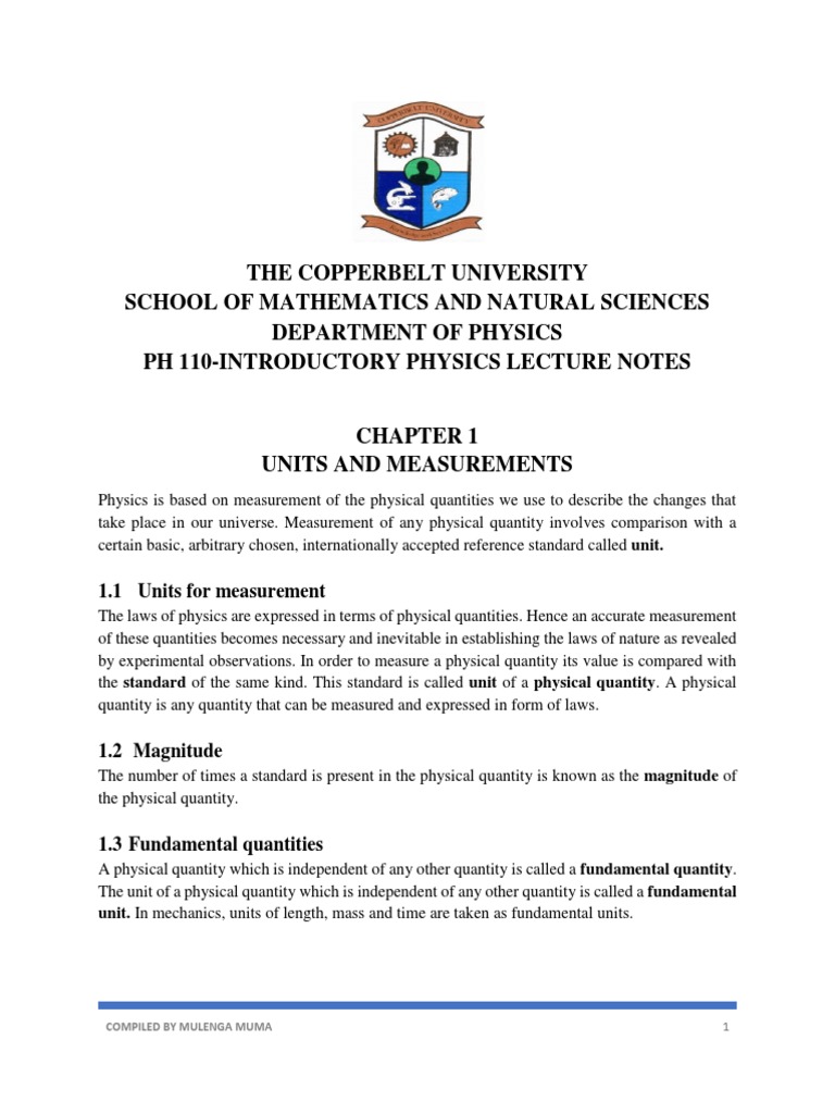 PH110-CHAPTER 1 Units and Measurements | Download Free PDF | International System Of Units ...