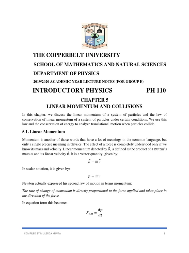 Linear Momentum & Collisions Notes | PDF | Collision | Momentum