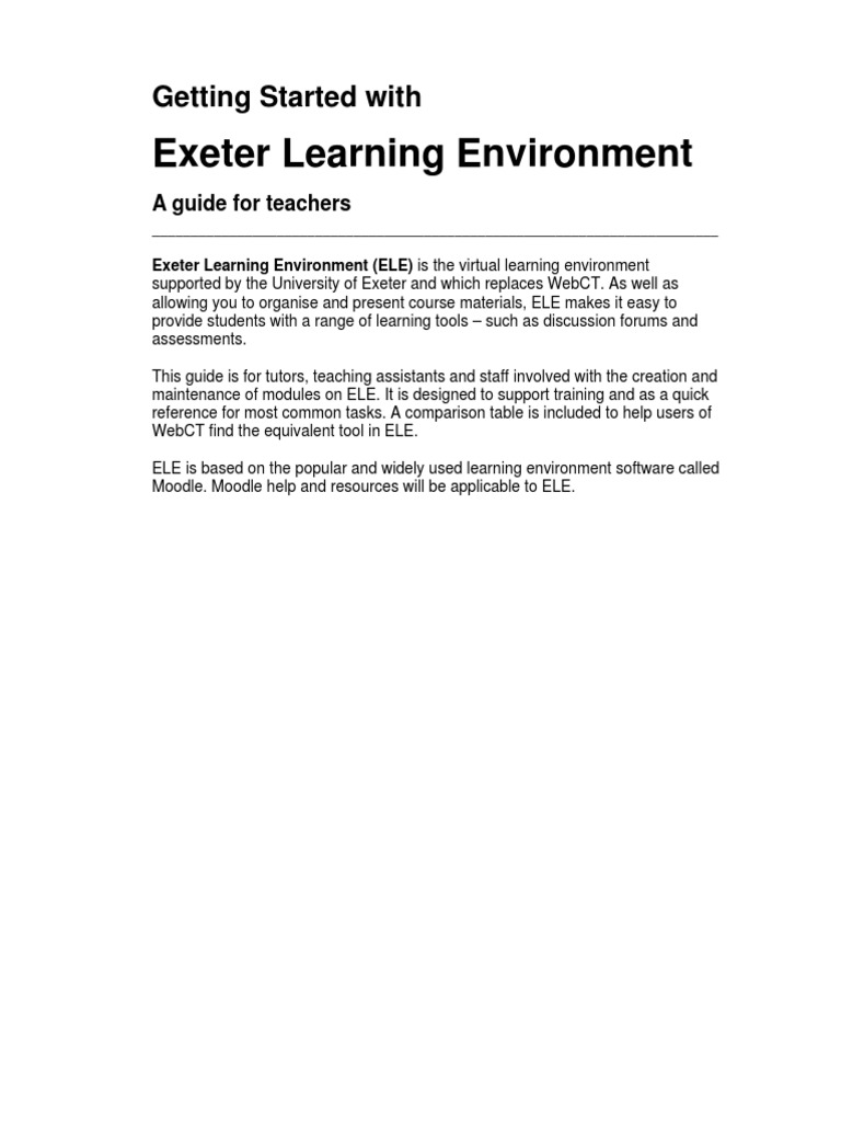 Exeter Learning Environment: Getting Started With | PDF | Computer File ...