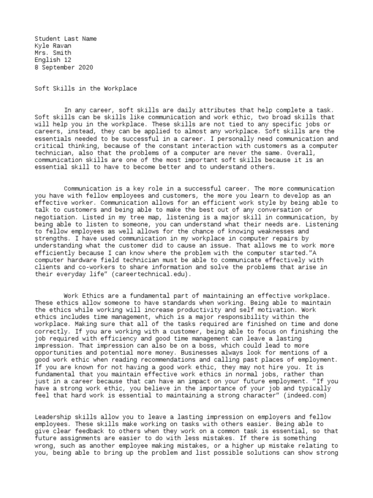Soft Skills Essay | PDF | Skill | Leadership