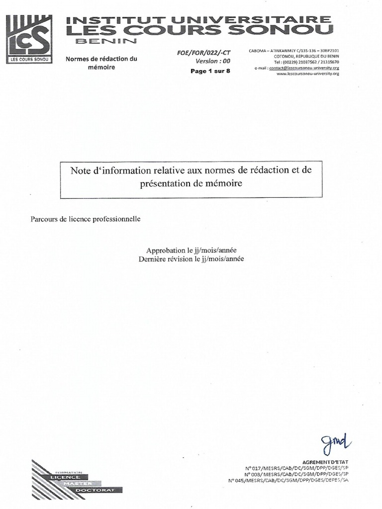 Note D'info - Rédaction+Présentation - Mémoire PDF | PDF