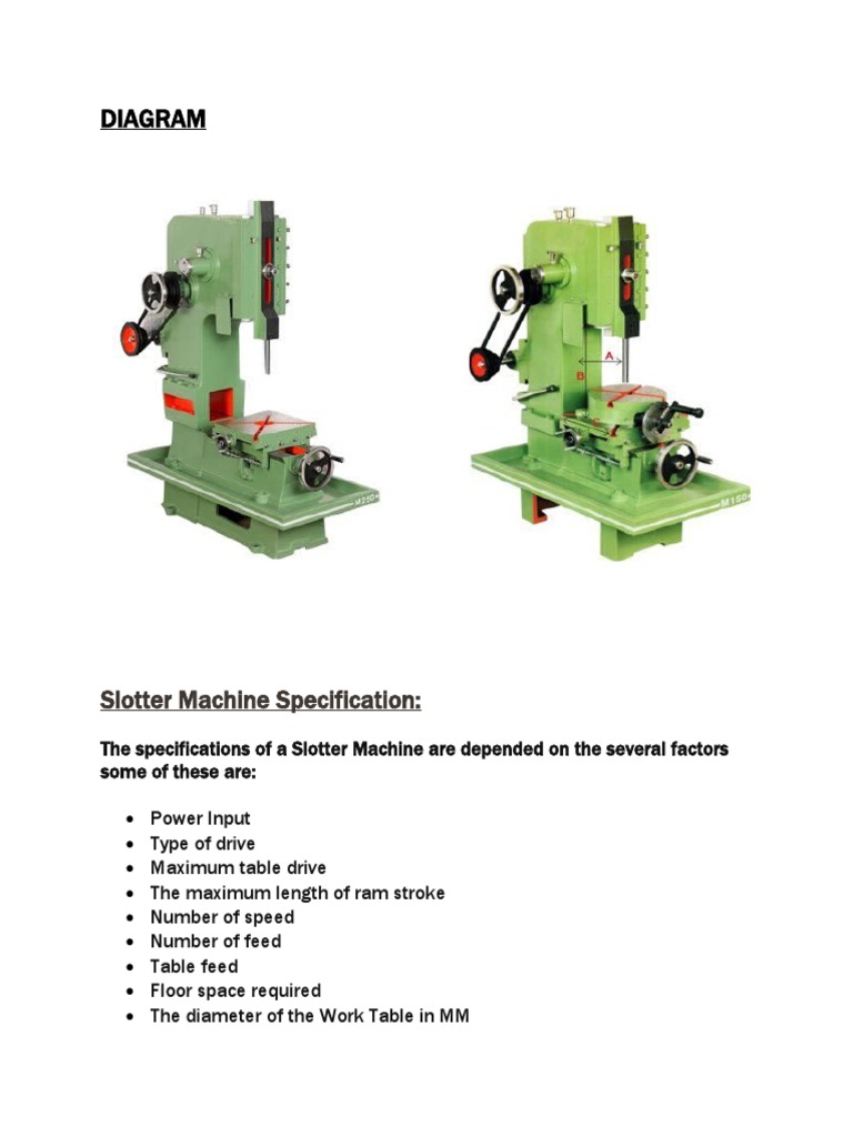 Diagram: Slotter Machine Specification | Download Free PDF | Machines ...