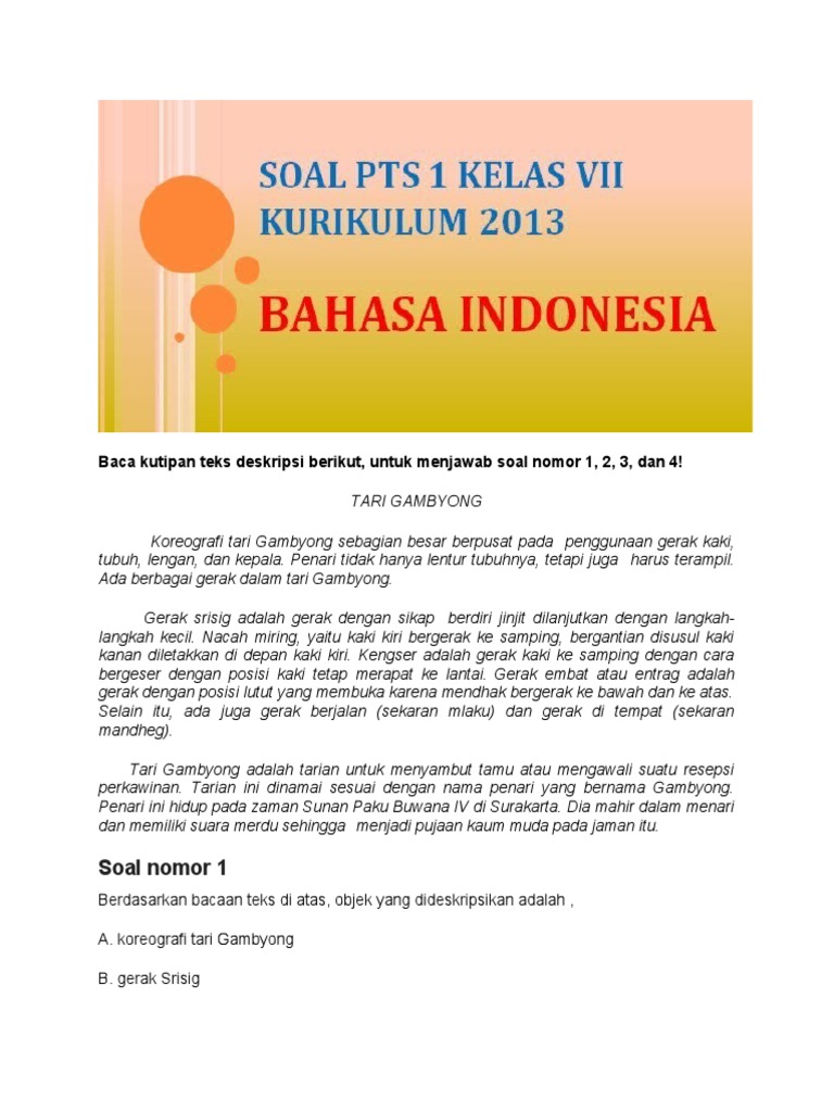 Soal PTS B. Indonesia Kelas 7 | PDF