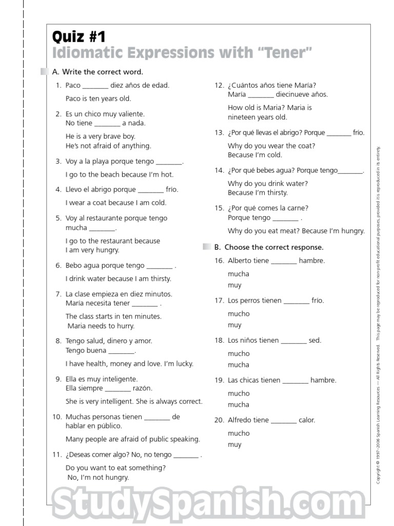 Expresiones Idiomáticas con "Tener" | PDF | Bebidas