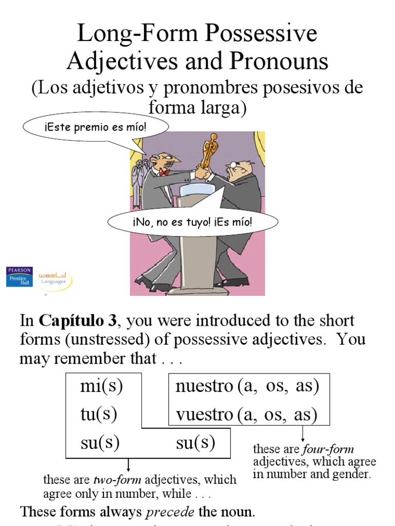 Long-Form Possessive Adjectives and Pronouns | PDF | Semantic Units ...