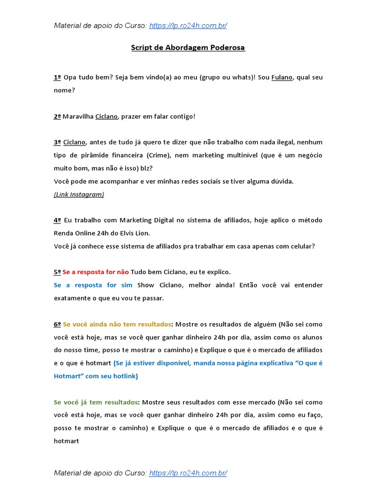 Script de Abordagem Poderosa PDF | PDF | Tempo | Marketing