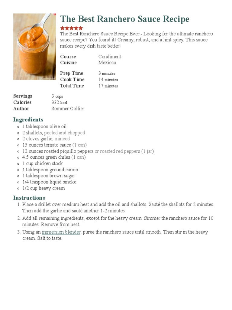 The Best Ranchero Sauce Recipe | PDF | Religion & Spirituality