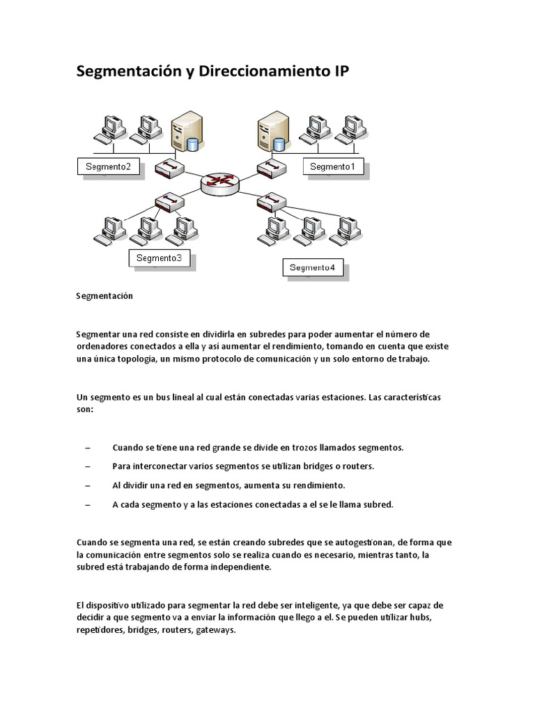 Segmentación y Direccionamiento IP en Redes | PDF | Dirección IP | Red ...