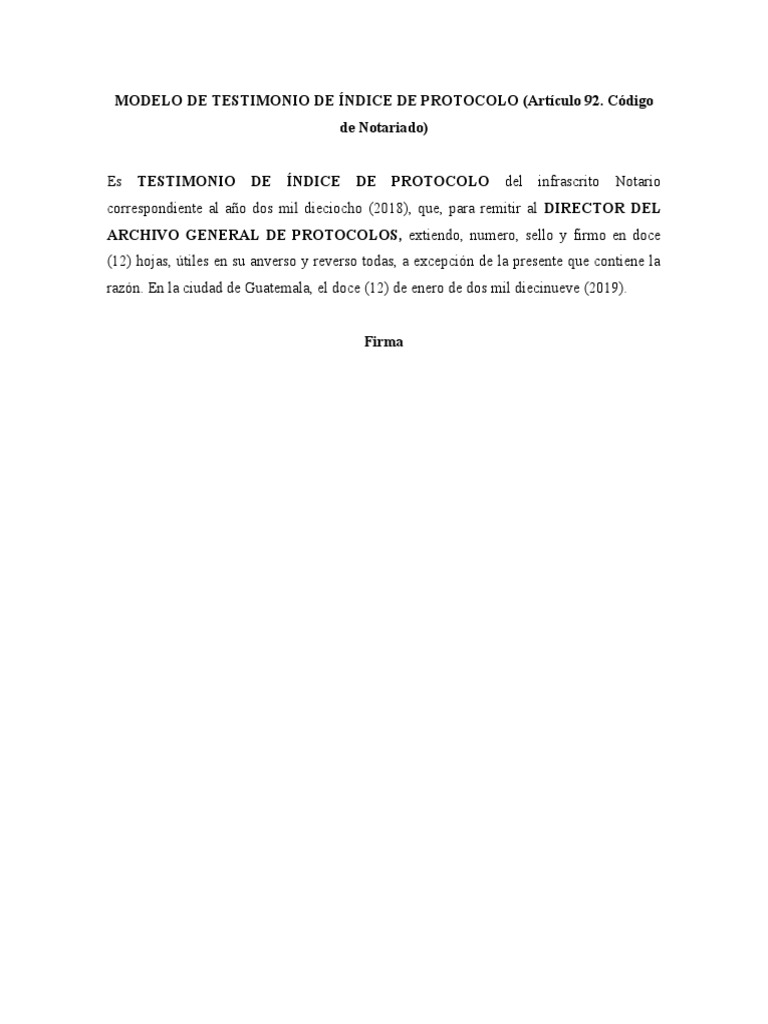 Modelo de Testimonio de Índice | PDF