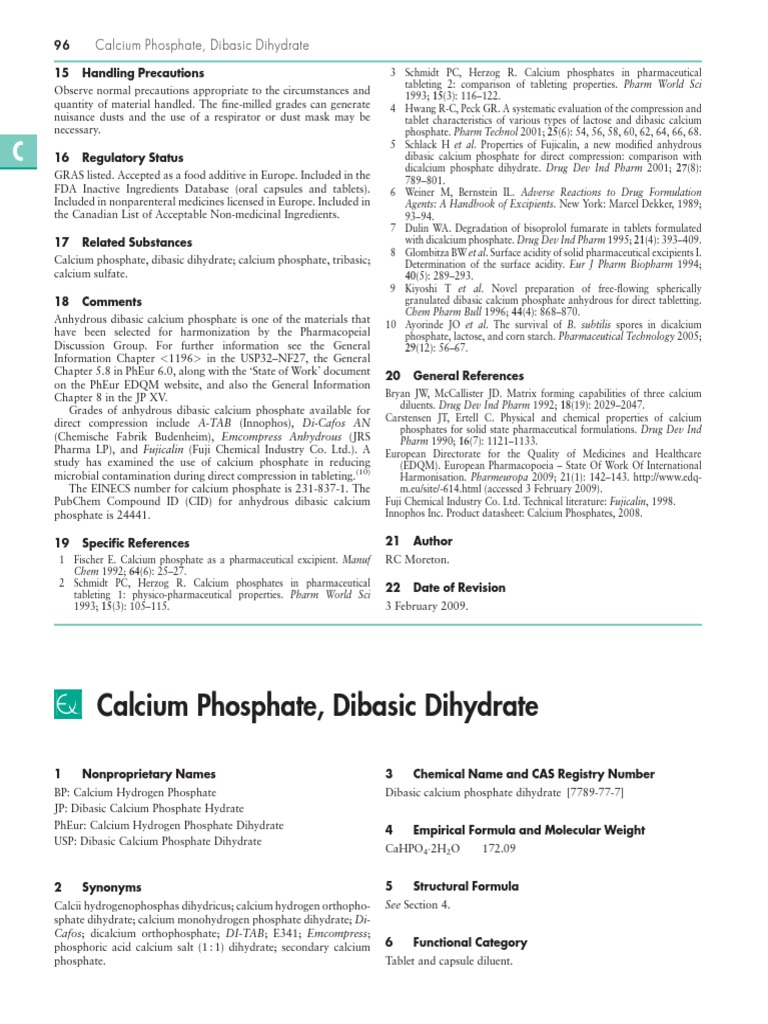 Dicalcium Phospate Dihidrat - DiCaFos (p.96-99) 125-128 | PDF | Tablet ...