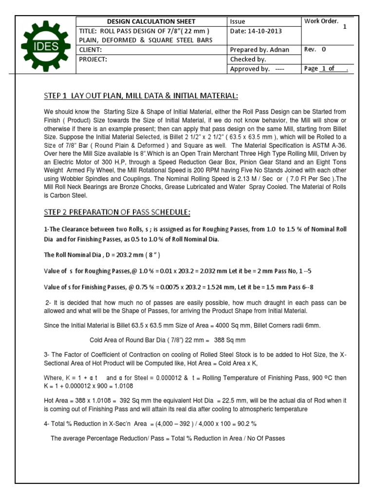 Roll Pass Design For Bars | PDF | Electric Motor | Rolling (Metalworking)