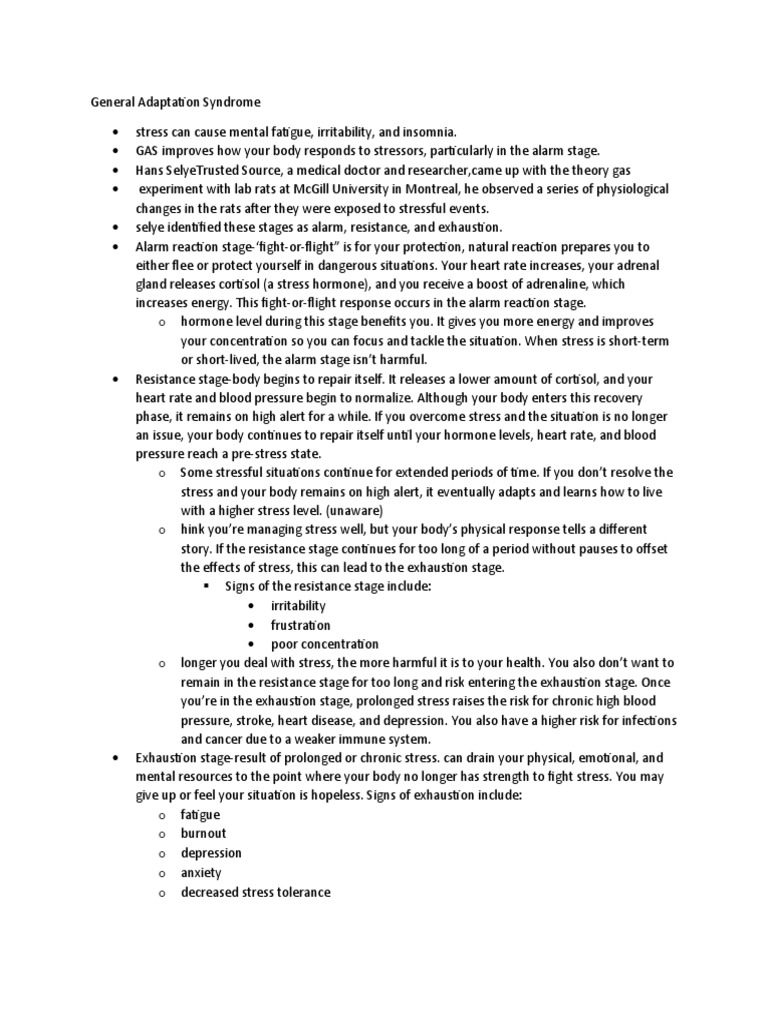 General Adaptation Syndrome | PDF | Stress (Biology) | Medicine