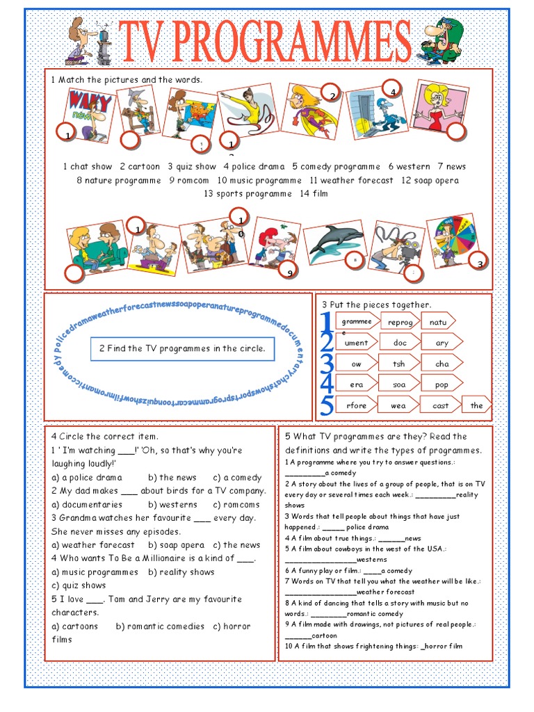 TV-programmes Worksheet | PDF | Entertainment | Television
