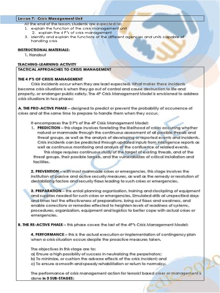 CRIM 5 Lesson 7 PDF | PDF | Crisis Management | Counter Terrorism