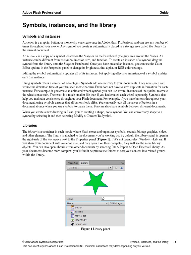 Symbols, Instances, and The Library | PDF | Library (Computing) | Adobe Flash