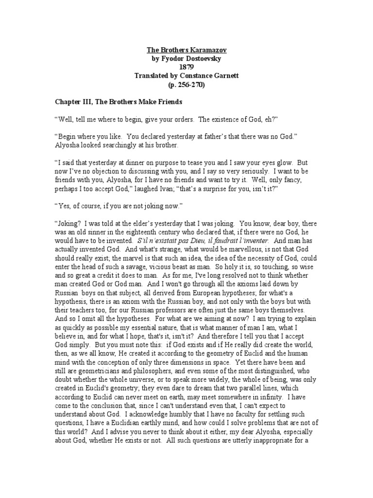The Brothers Karamazov, Excerpt I, Fyodor Dostoevsky | PDF | The ...