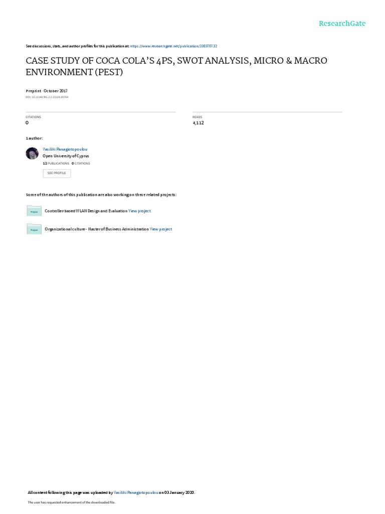 Case Study of Coca Cola S 4PS Swot Analy PDF | PDF | Swot Analysis ...