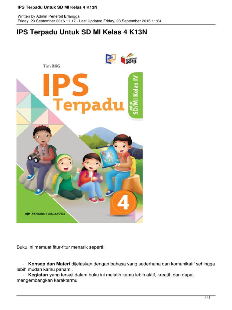 Buku IPS Kelas 4 SD Erlangga PDF | PDF | Karier & Perkembangan