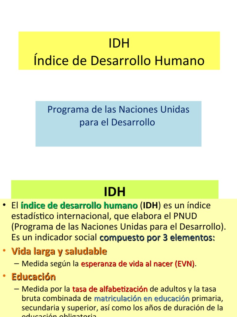 Definición y cálculo del IDH | PDF | Índice de Desarrollo Humano ...