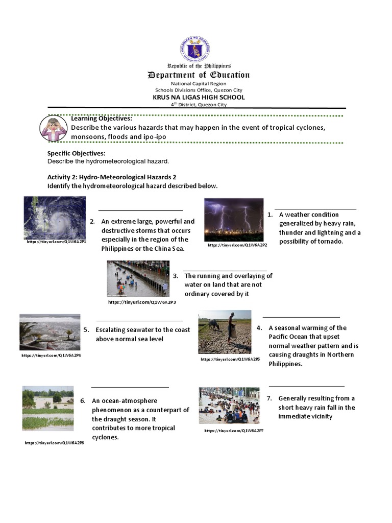 Describe The Various Hazards That May Happen in The Event of Tropical Cyclones, Monsoons, Floods ...