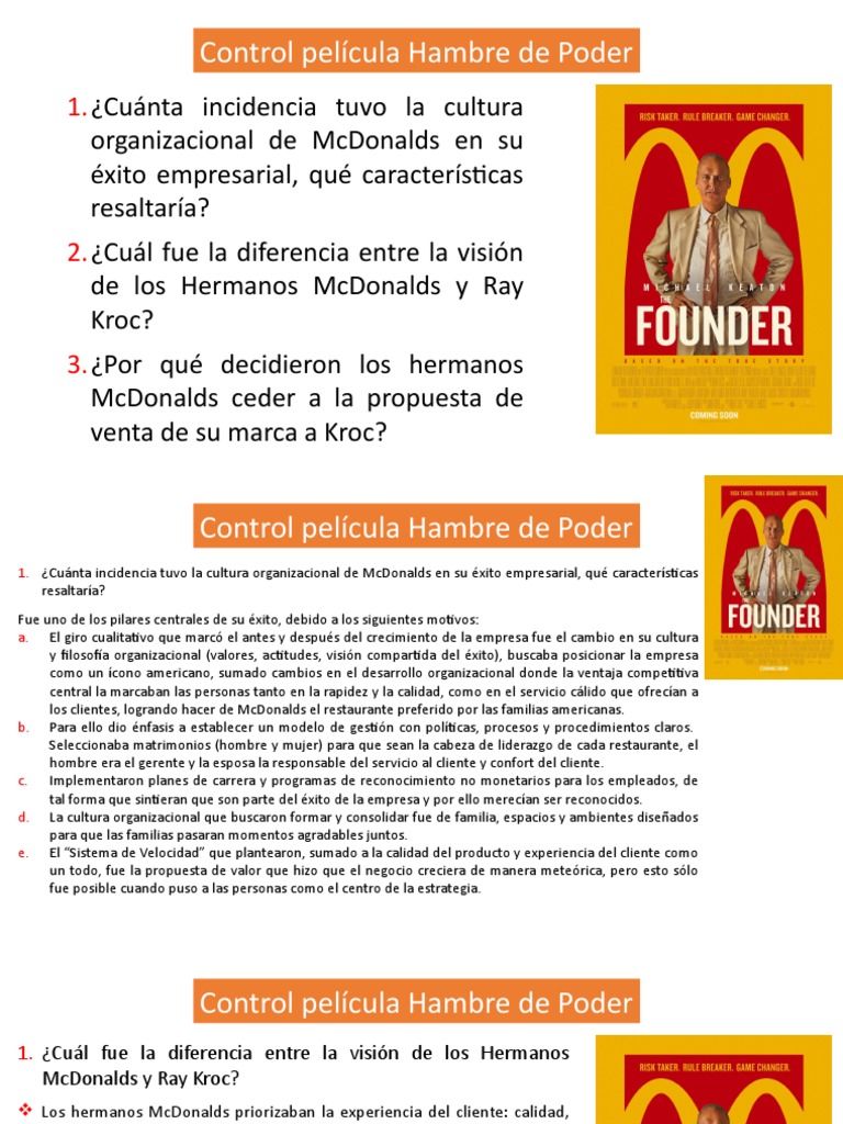 Análisis de "Hambre de Poder" y McDonald's | PDF | Mc Donald's ...