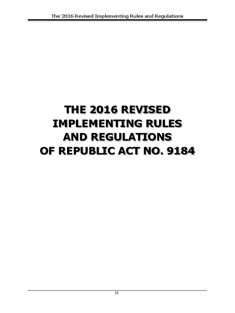 2016 Revised IRR of RA 9184 (Updated) | PDF | Procurement | Treaty