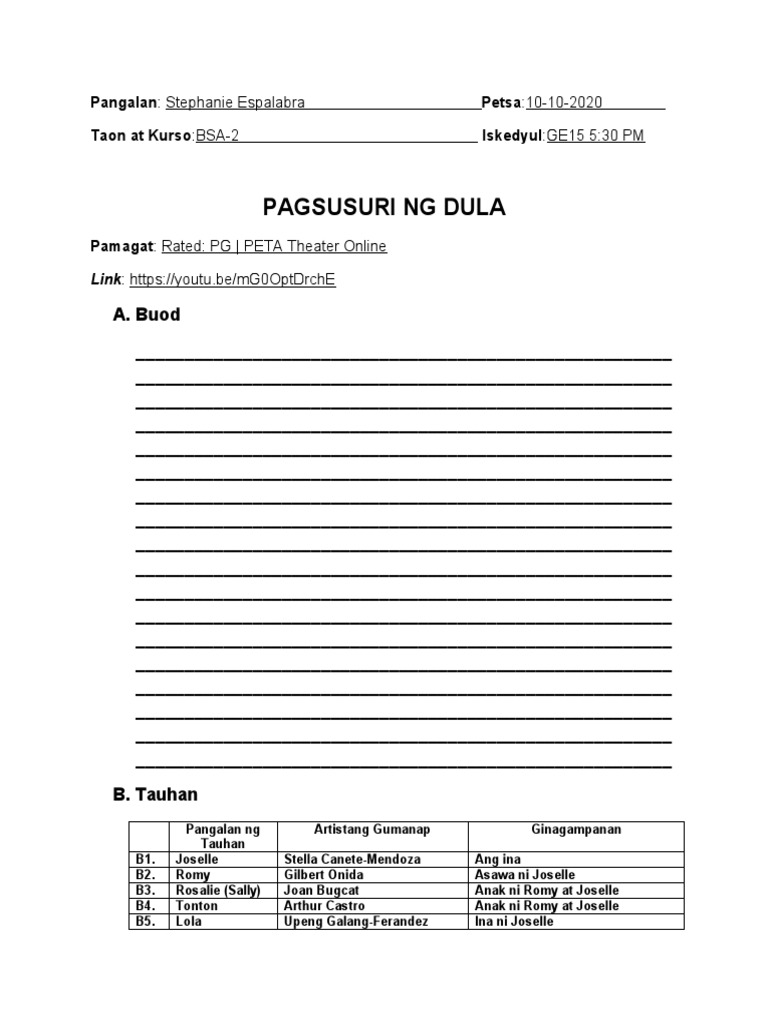 Pagsusuri NG Dula | PDF