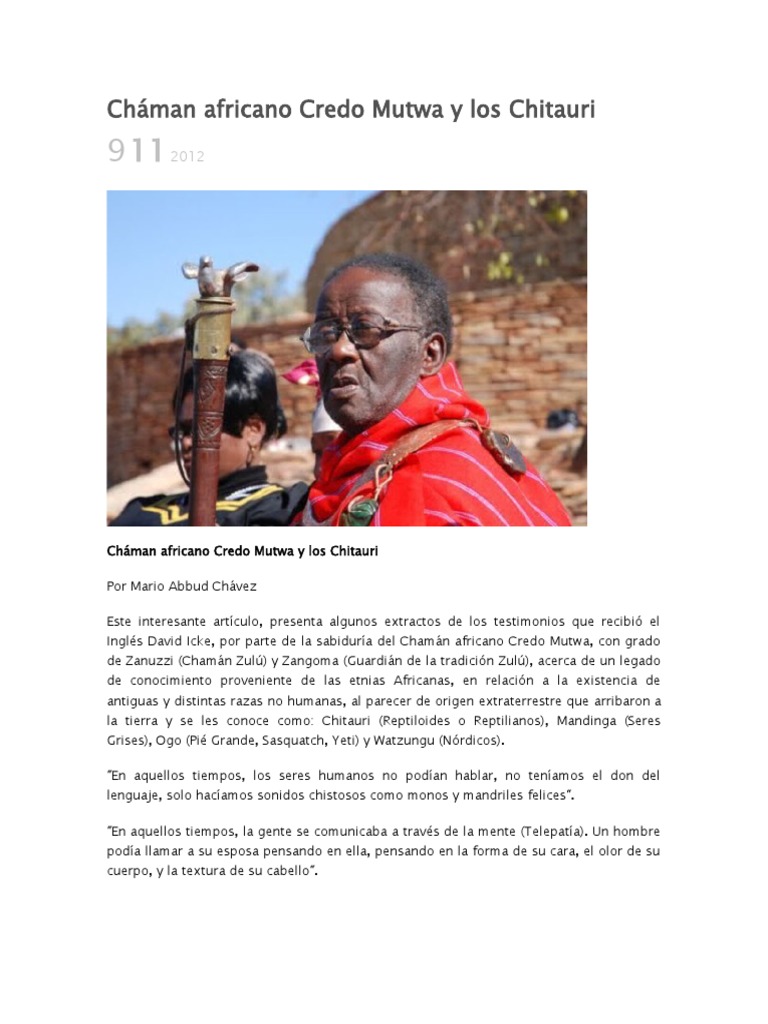 Credo Mutwa y la Mitología Chitauri | PDF | Ficción de terror | Homo ...