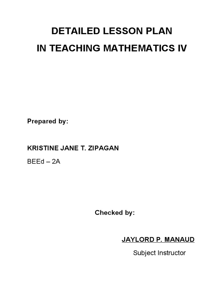 DETAILED LESSON PLAN in MATH | PDF | Sleeping Beauty | Lesson Plan