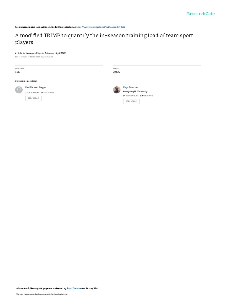 Stagno's TRIMP | PDF | Heart Rate | High Intensity Interval Training