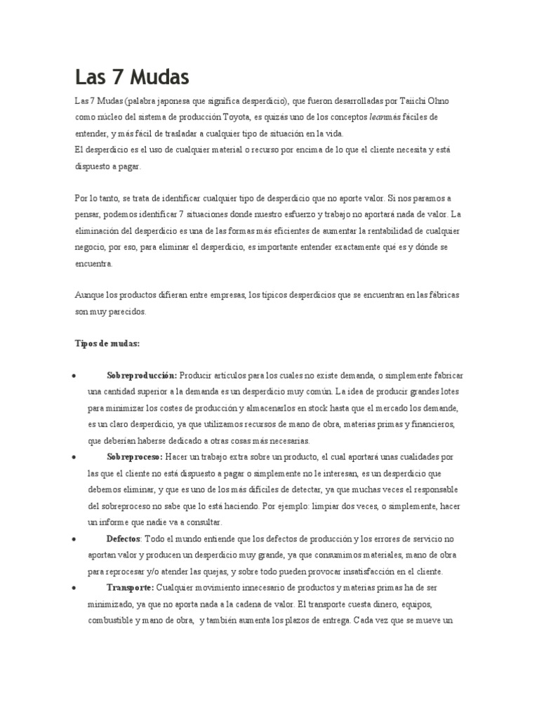 Las 7 Mudas. | PDF | Business | Residuos