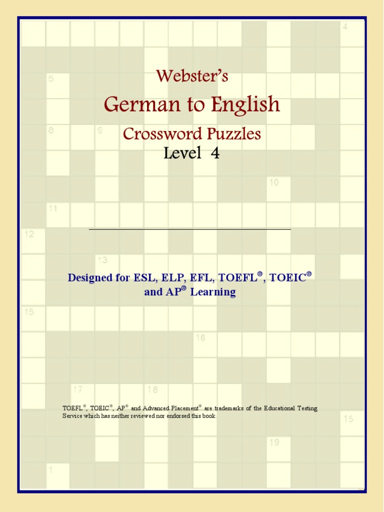 WEBSTER-German-English Crossword Puzzle | PDF | English As A Second Or ...