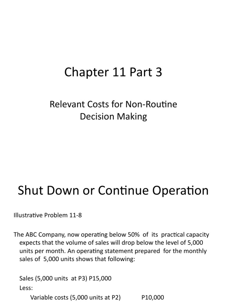 Chapter 11 Part 3: Relevant Costs For Non-Routine Decision Making | PDF | Cost | Pricing