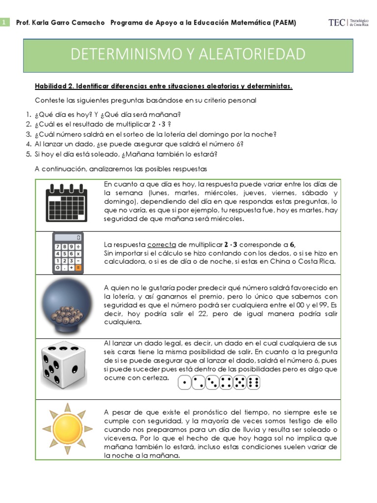 Diferencias entre eventos deterministas y aleatorios | PDF ...