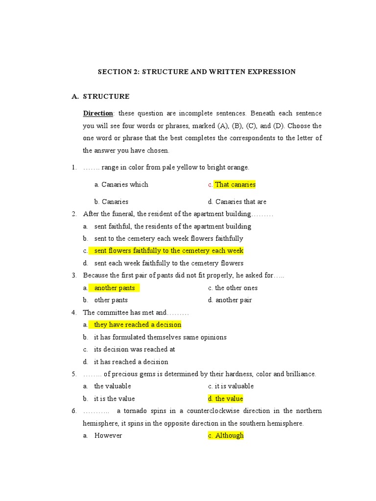 Section 2: Structure and Written Expression | PDF | Nature