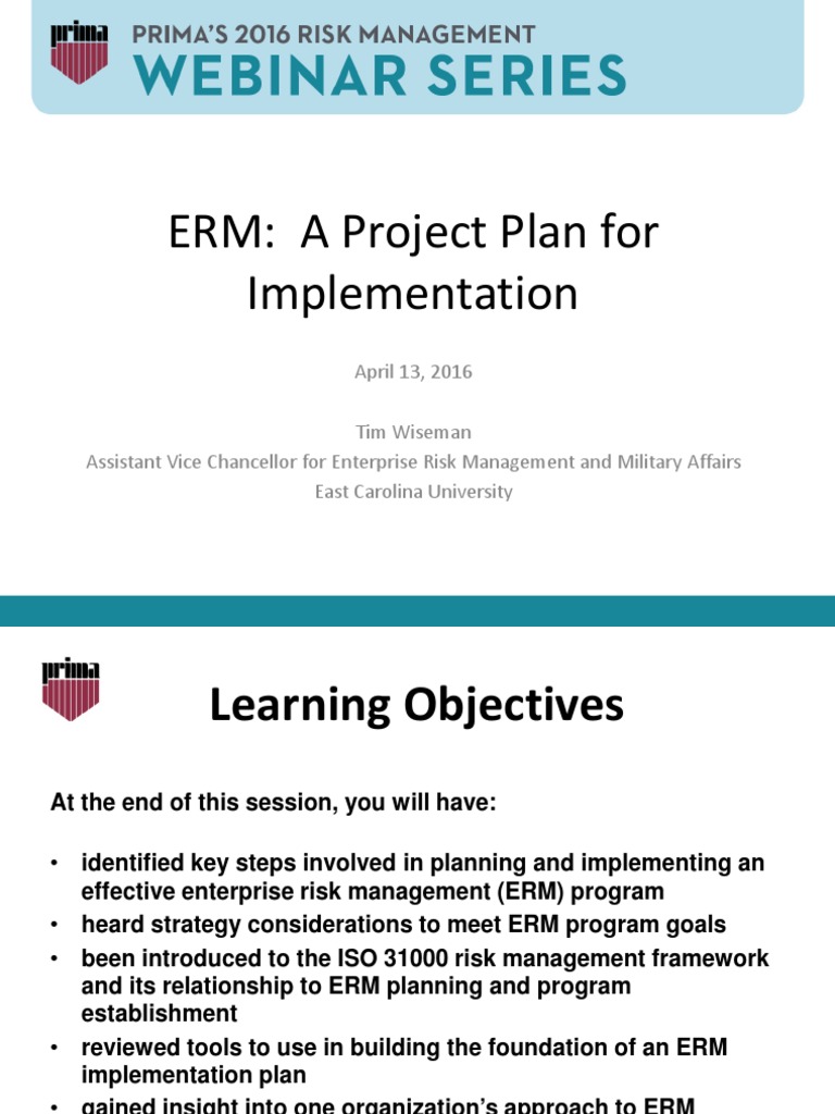 ERM - A Project Plan For Implementation | PDF | Risk Management ...
