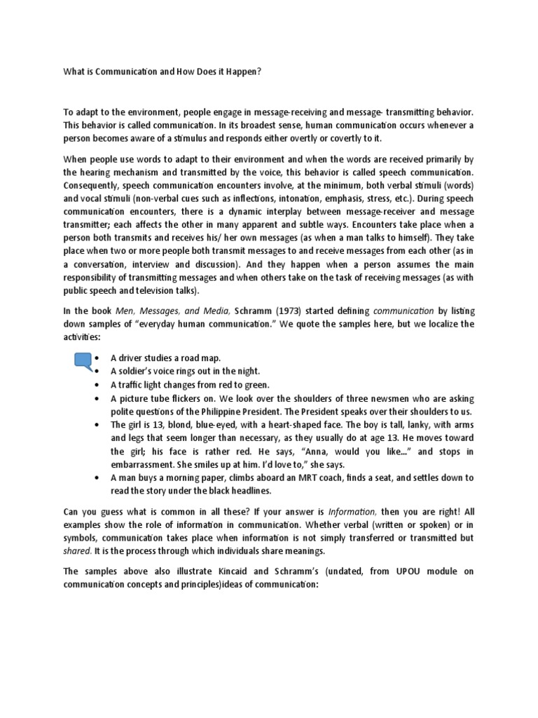 What Is Communication and How Does It Happen | PDF | Nonverbal ...