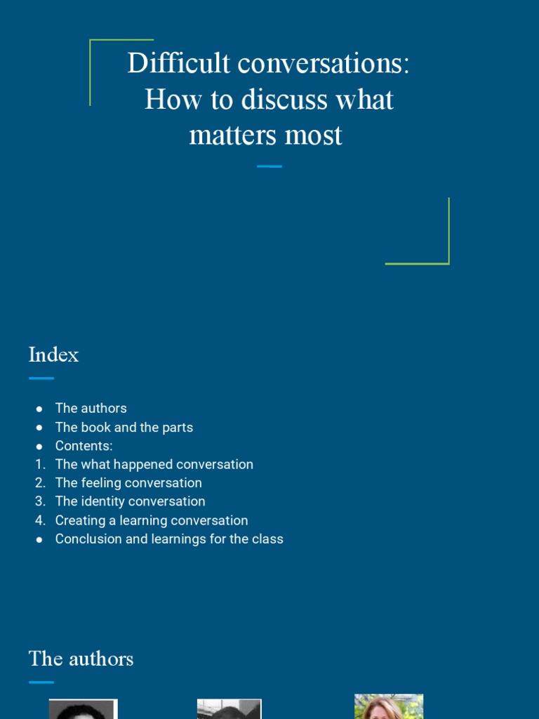 Difficult Conversations - How To Discuss What Matters Most | PDF ...