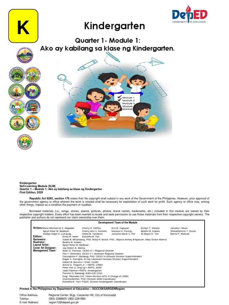 Kindergarten: Quarter 1-Module 1: Ako Ay Kabilang Sa Klase NG ...