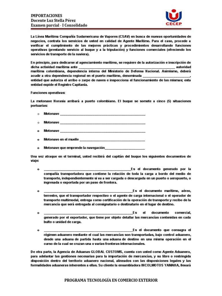 Examen | PDF | aduana | Comercio